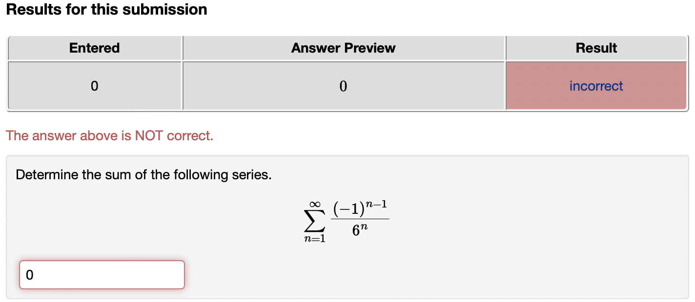 Solved Results for this submission The answer above is NOT | Chegg.com