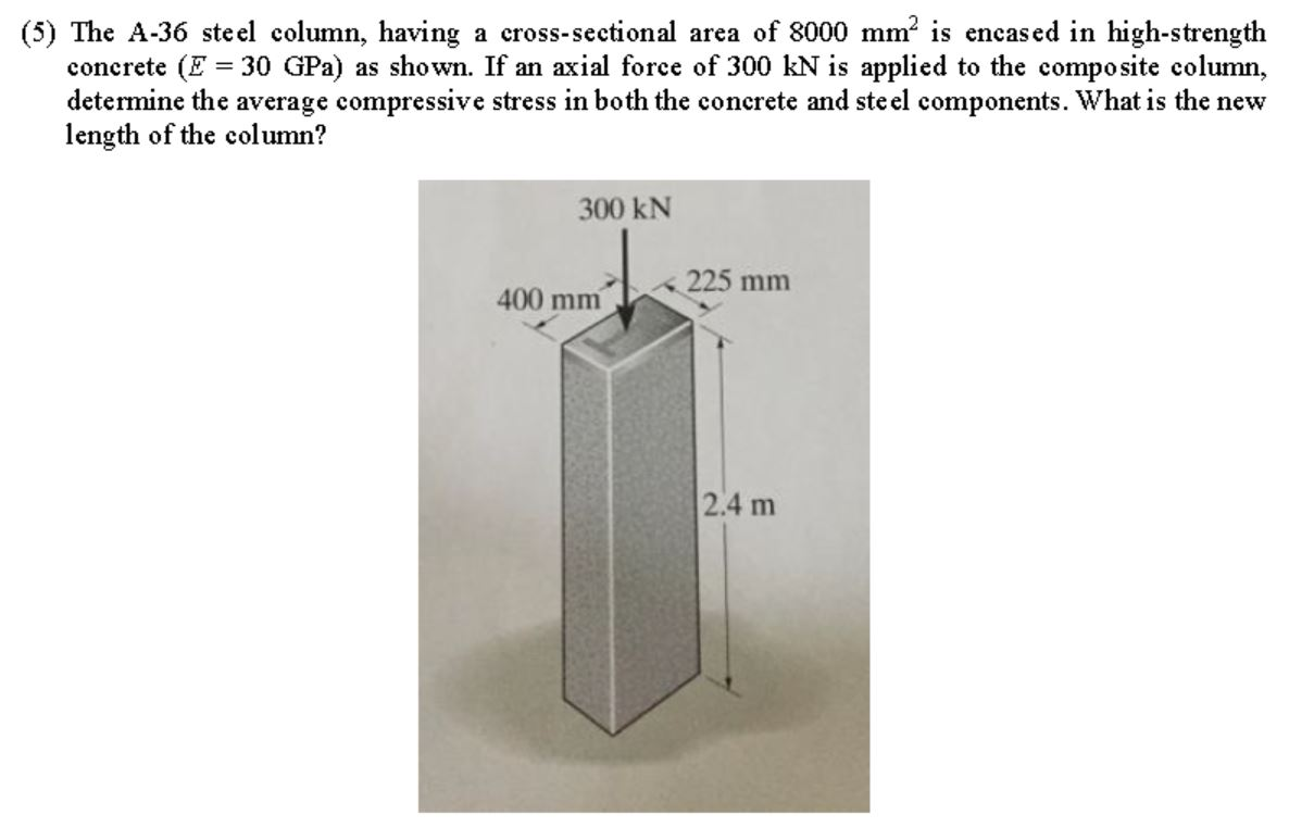 Solved (5) The A-36 steel column, having a cross-sectional | Chegg.com
