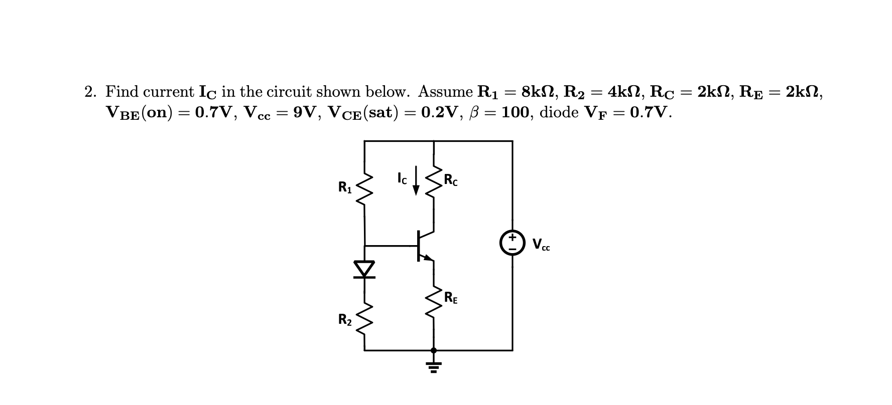 Solved 2. Find current IC in the circuit shown below. Assume | Chegg.com