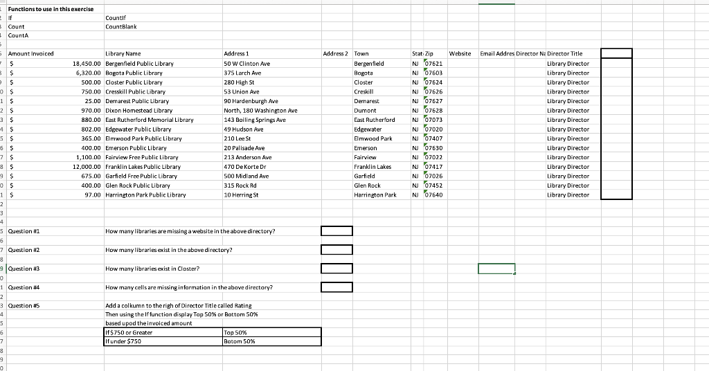 Solved please use excel funtions | Chegg.com