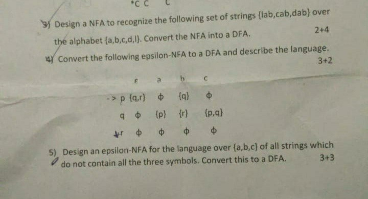 Solved *C C L 9) Design a NFA to recognize the following set | Chegg.com