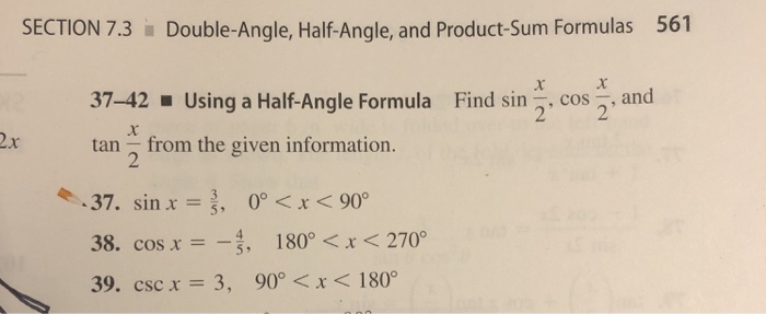 Solved SECTION 73: Double-Angle, Half-Angle, and Product-Sum | Chegg.com