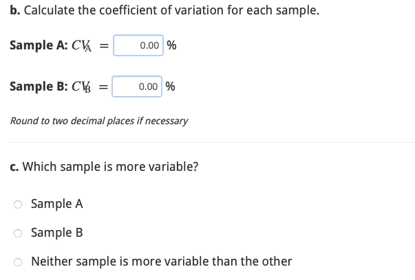 Given Samples A and B below, a. Calculate the mean | Chegg.com