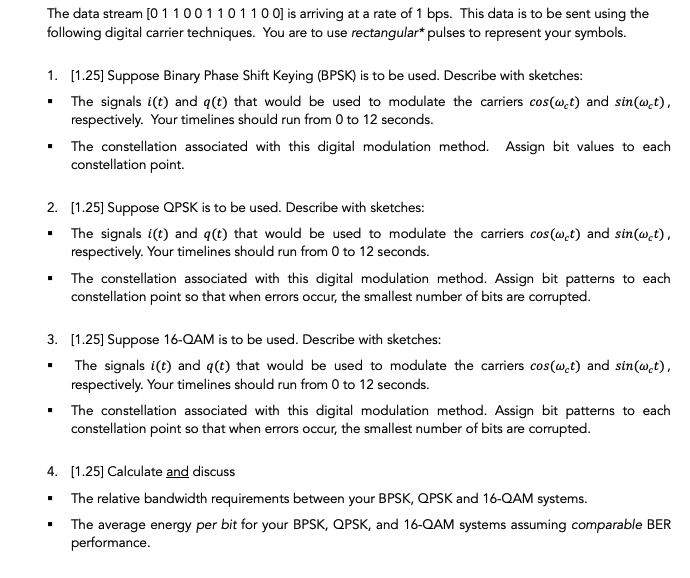Solved The data stream [0 1 100110110 0] is arriving at a | Chegg.com