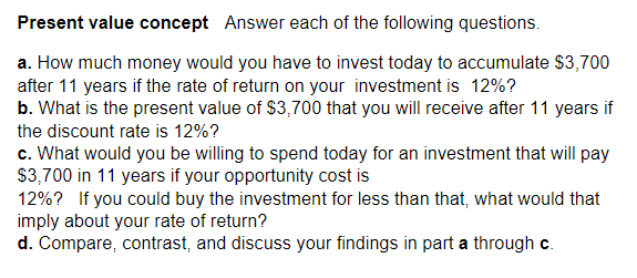 Solved Present value concept Answer each of the following | Chegg.com