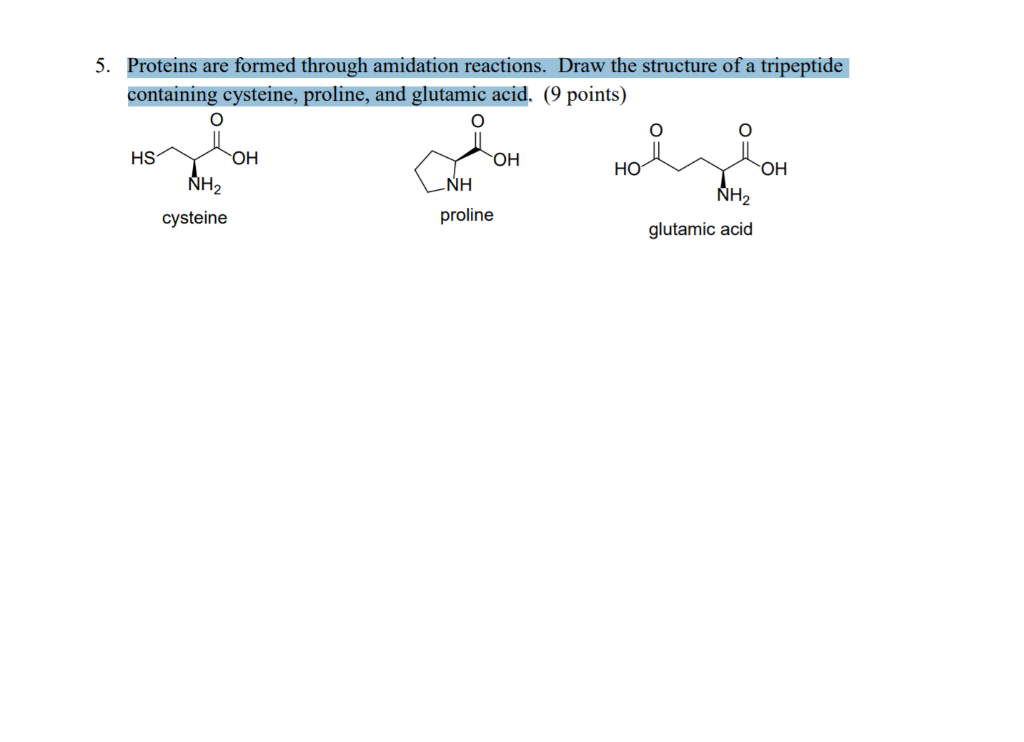 Solved Proteins are formed through amidation reactions. Draw | Chegg.com