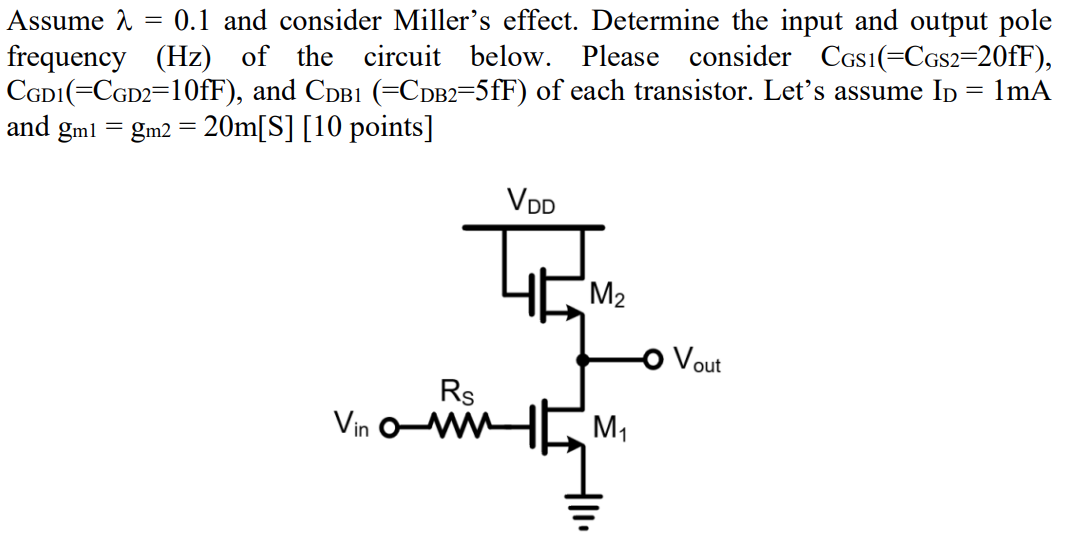 Solved Assume λ=0.1 and consider Miller's effect. Determine | Chegg.com