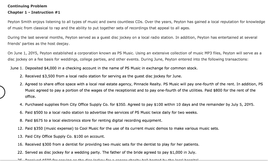 Solved Continuing Problem Chapter 1 - Instruction #1 Peyton | Chegg.com