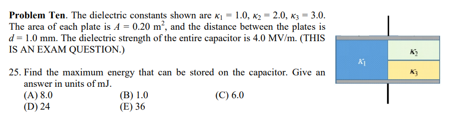 Solved Problem Ten. The dielectric constants shown are | Chegg.com