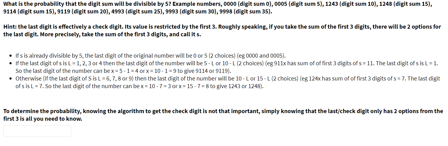 Solved What is the probability that the digit sum will be | Chegg.com