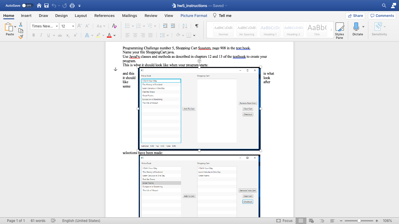Solved Programming Challenge number 5, Shopping Cart | Chegg.com