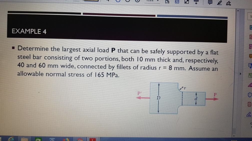 Solved .5 2 EXAMPLE 4 • Determine the largest axial load P | Chegg.com