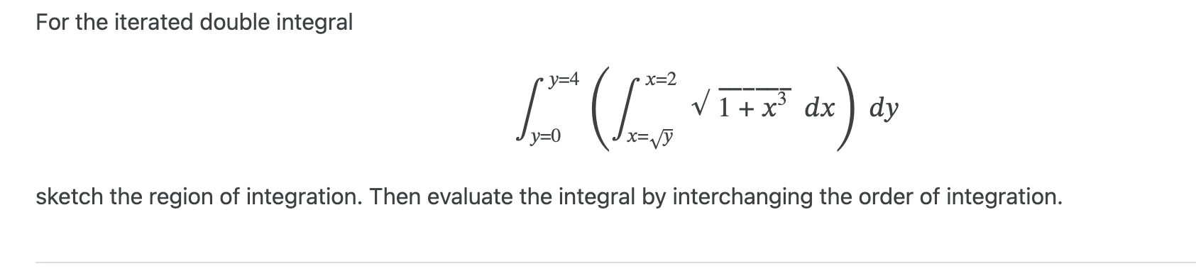 Solved For the iterated double integral | Chegg.com