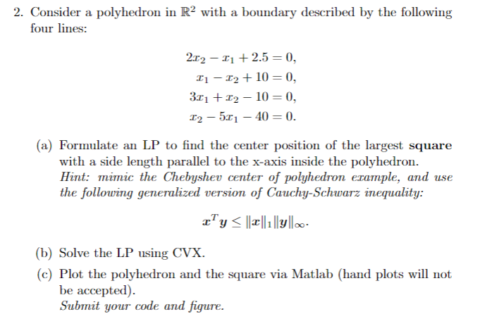 Solved 2. Consider a polyhedron in R2 with a boundary | Chegg.com