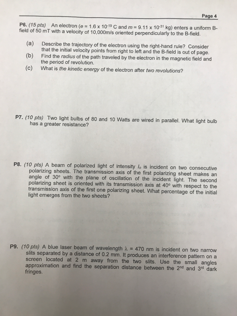 Solved Page 3 P4. (15 pts) Four charges are placed in the | Chegg.com