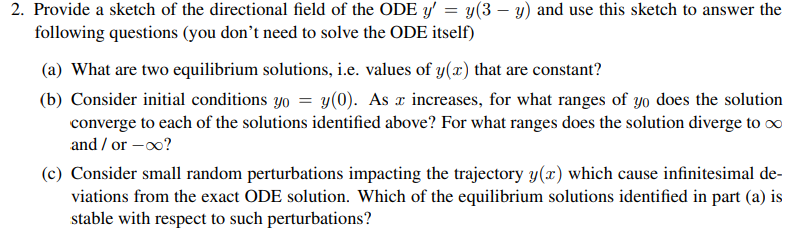 Solved 2. Provide a sketch of the directional field of the | Chegg.com