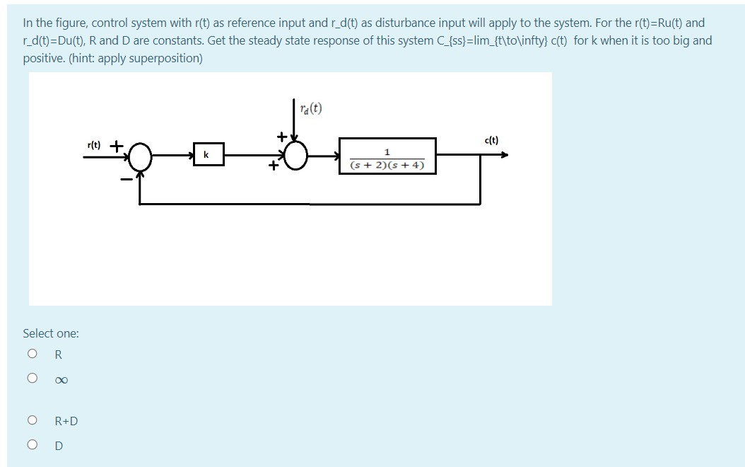 Solved In the figure, control system with r(t) as reference | Chegg.com