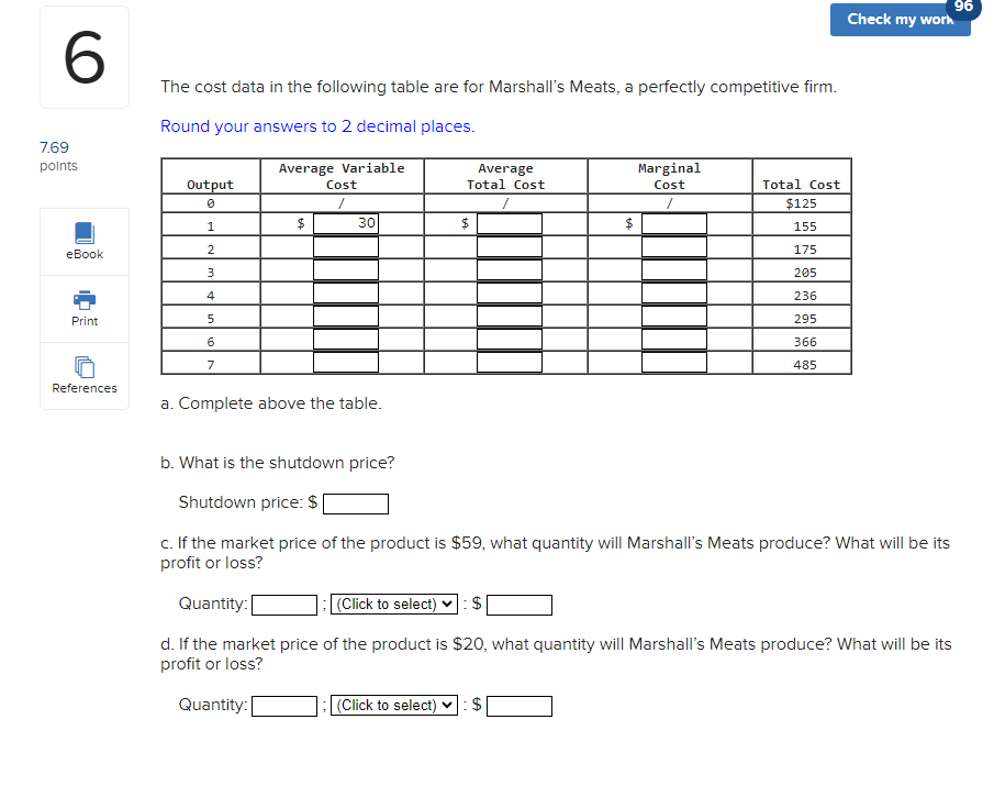 Solved The cost data in the following table are for | Chegg.com