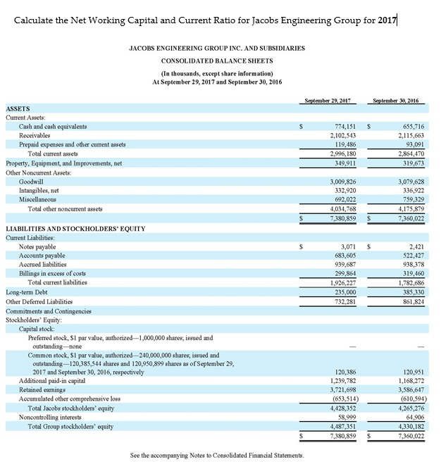 Solved Calculate the Net Working Capital and Current Ratio | Chegg.com