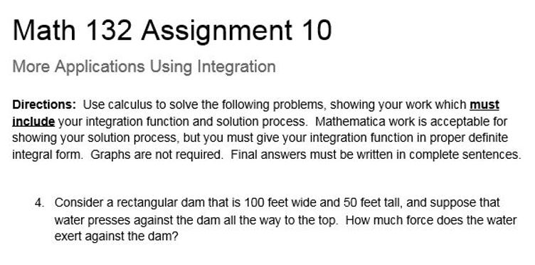 Solved Math 132 Assignment 10 More Applications Using | Chegg.com