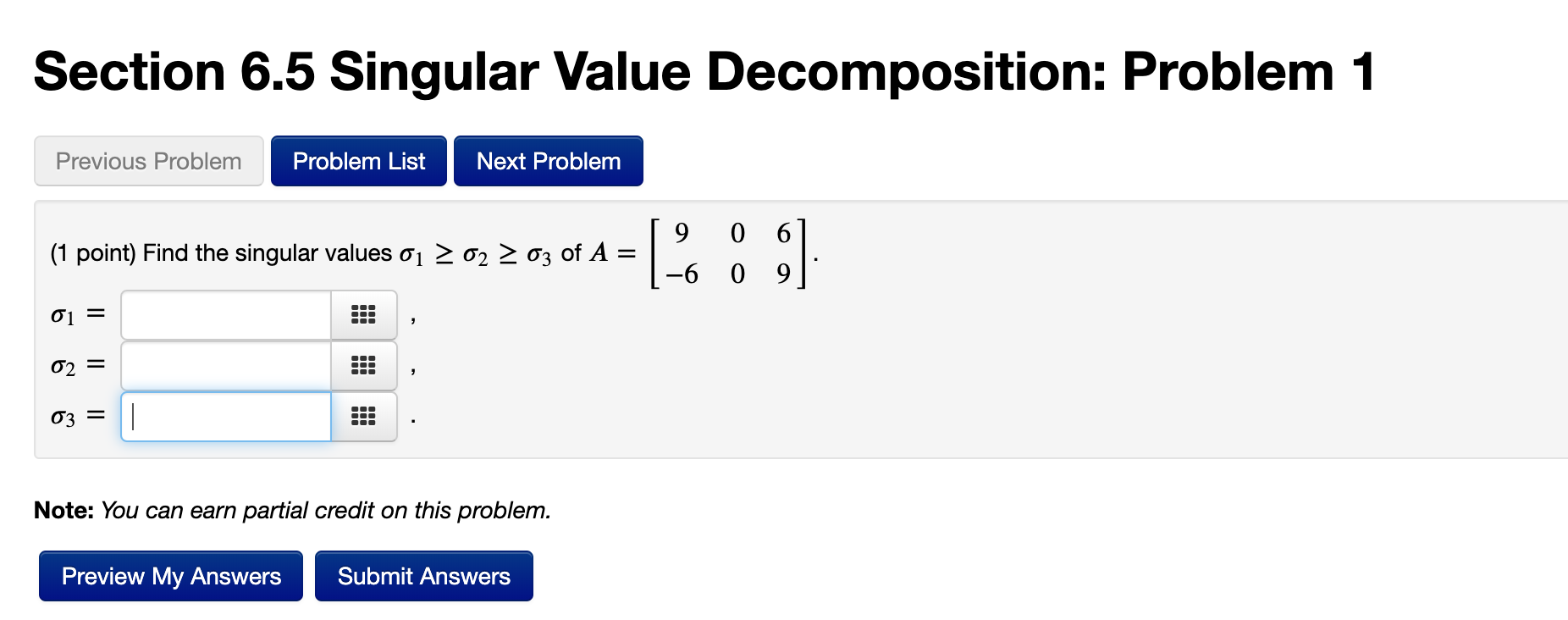 Solved Section 6 5 Singular Value Decomposition Problem 1 Chegg