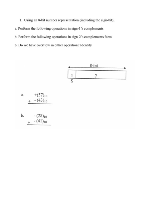 Solved Using An 8 bit Number Representation including The Chegg