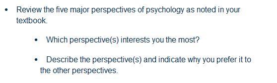 Solved Review the five major perspectives of psychology as | Chegg.com