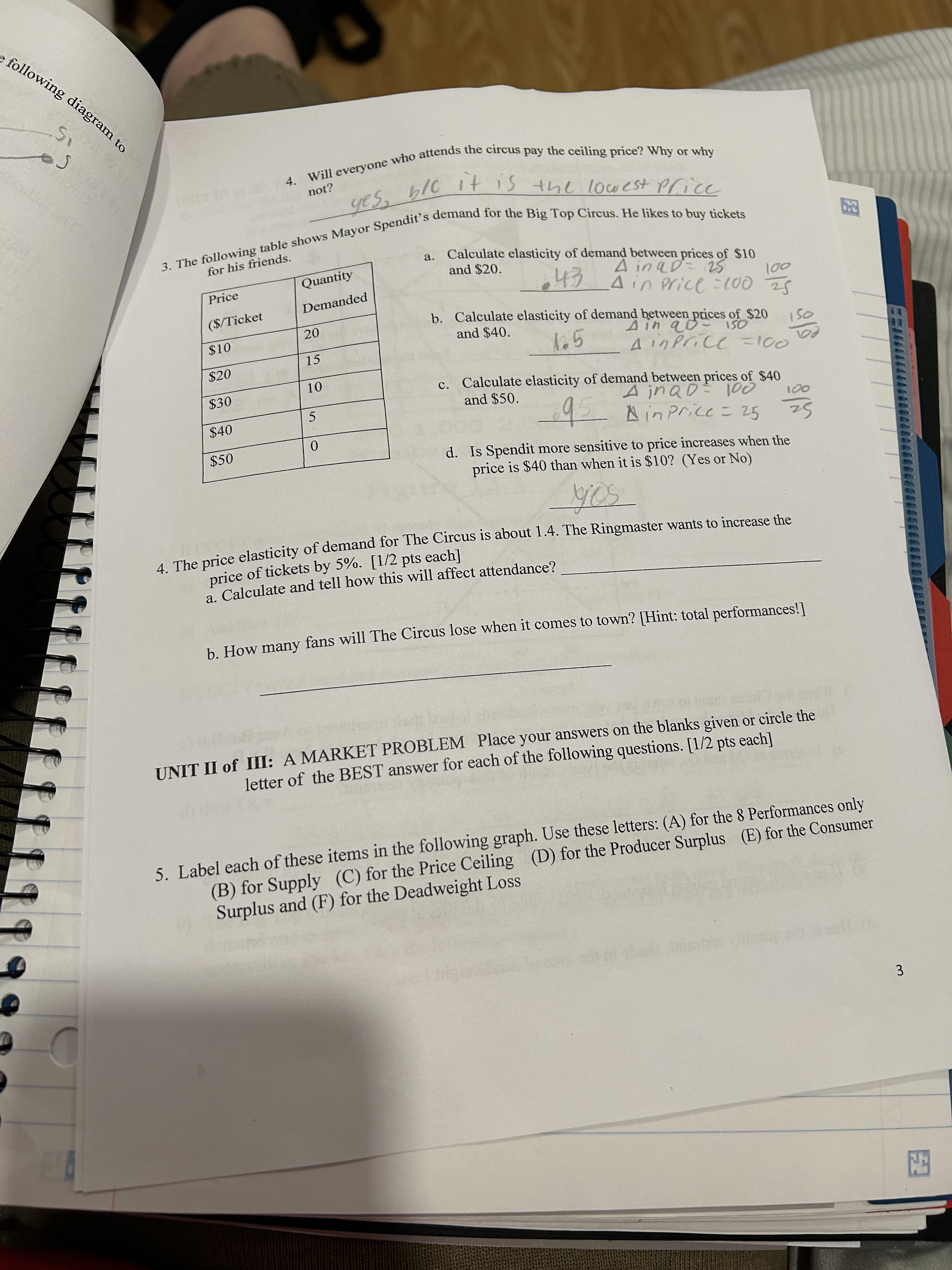 Solved 3. TH a. Calculate elasticity of demand between | Chegg.com