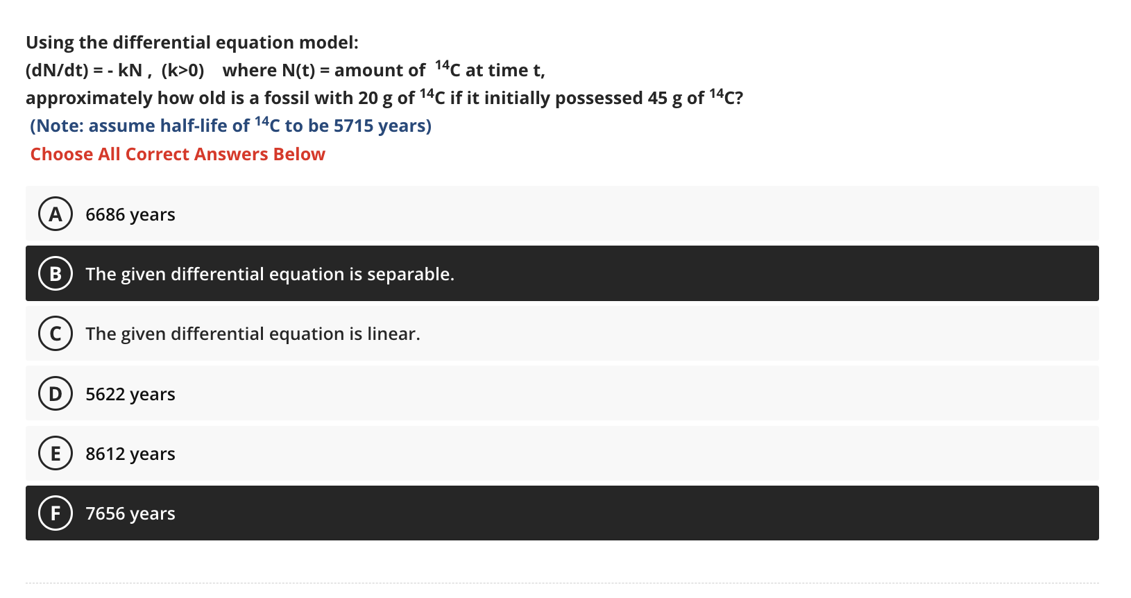 Solved Using the differential equation model: | Chegg.com