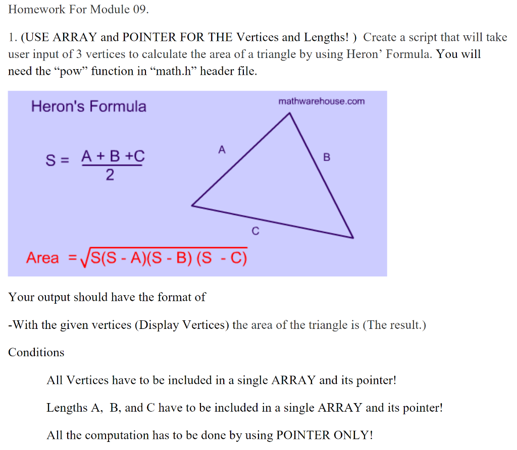Solved Use C programming Please. I need to use POINTER for | Chegg.com