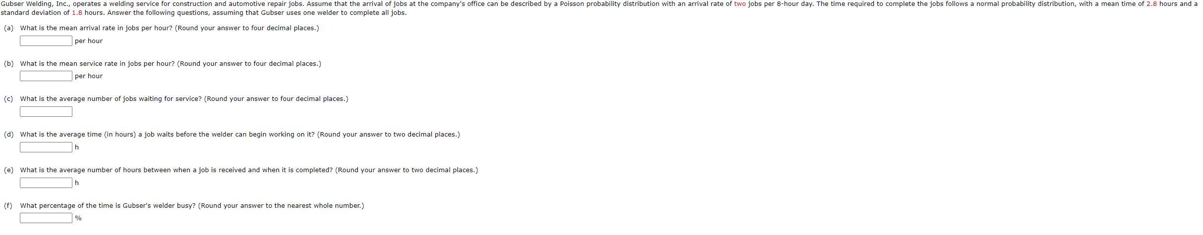 Solved (a) What is the mean arrival rate in jobs per hour? | Chegg.com