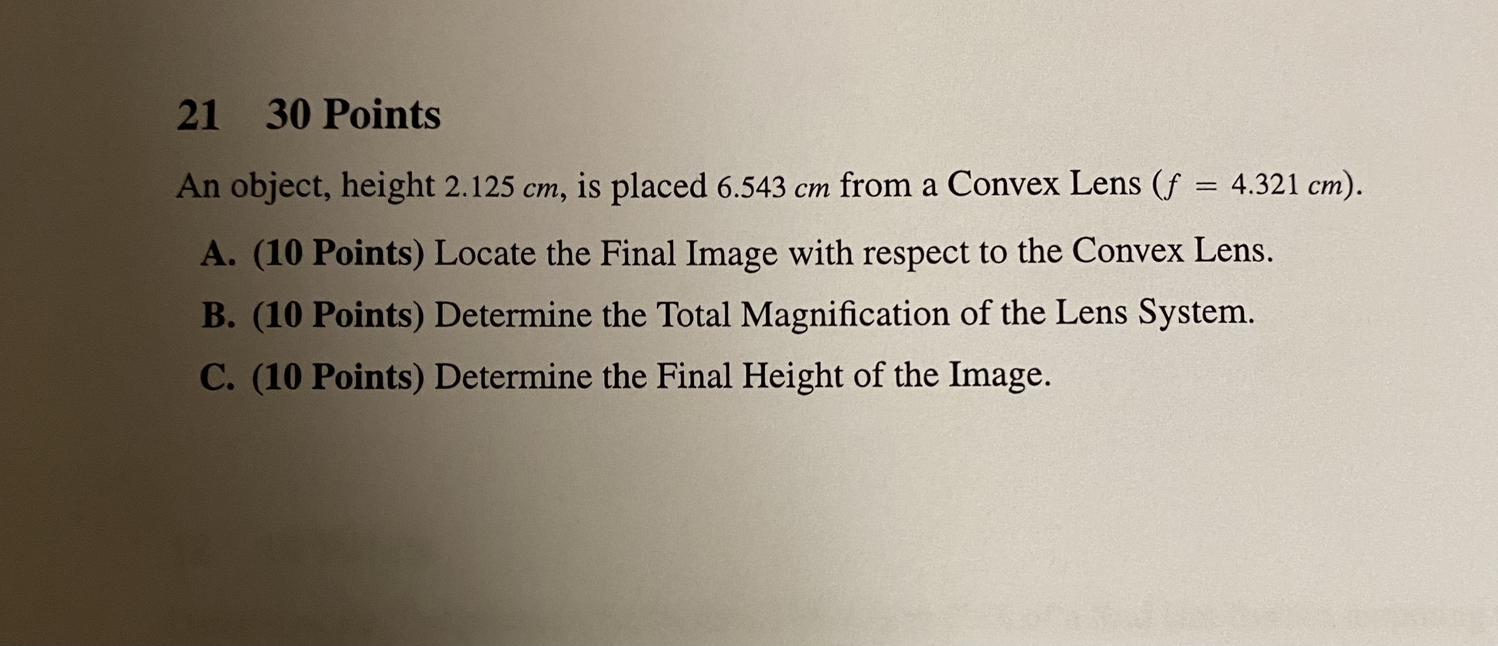Solved 2130 Points An object, height 2.125 cm, is placed | Chegg.com