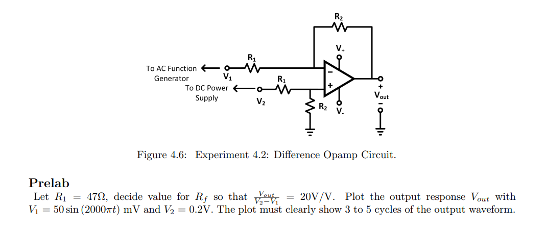Prelab Derive the Vout and (V1+V2) relationship for | Chegg.com