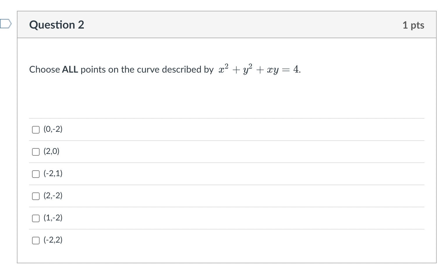Solved Choose ALL points on the curve described by | Chegg.com