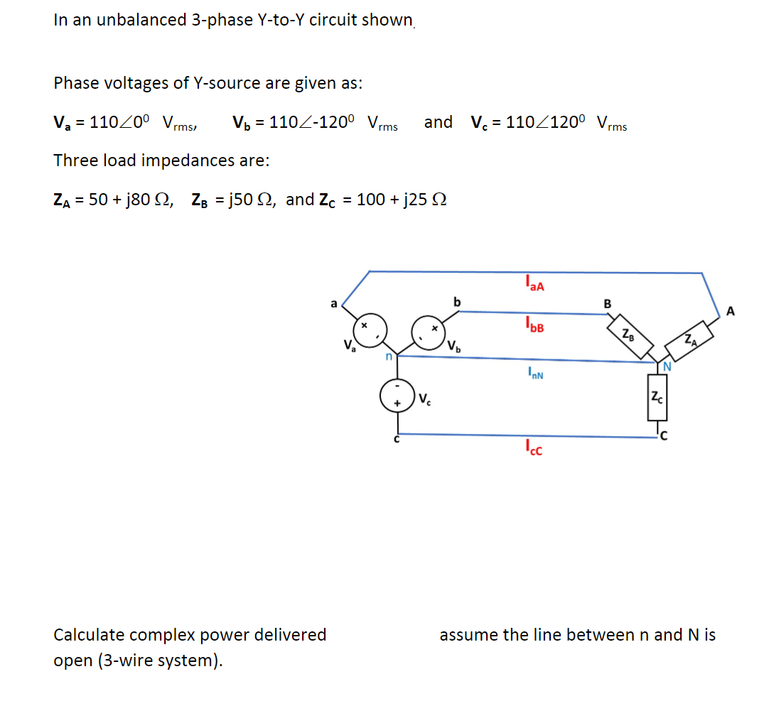 Solved In an unbalanced 3-phase Y-to-Y circuit shown. Phase | Chegg.com