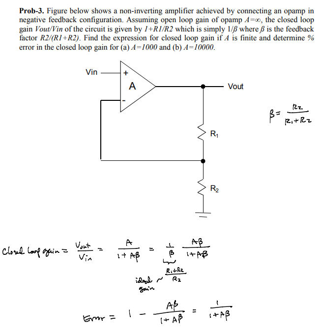 Solved Prob-3. Figure below shows a non-inverting amplifier | Chegg.com