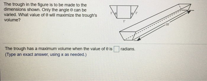 Solved The trough in the figure is to be made to the | Chegg.com