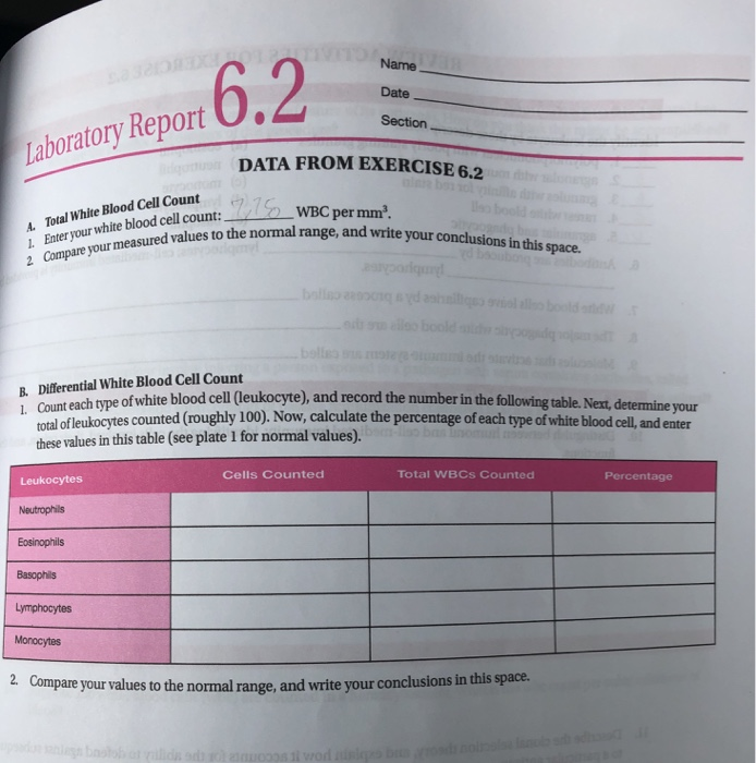 Name Section Laboratory Report O DATA FROM EXERCISE | Chegg.com