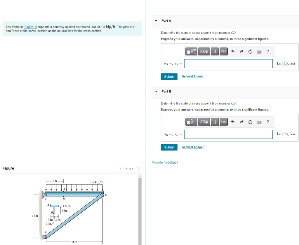 Solved The frame in (Figure 1) supports a centrally applied | Chegg.com