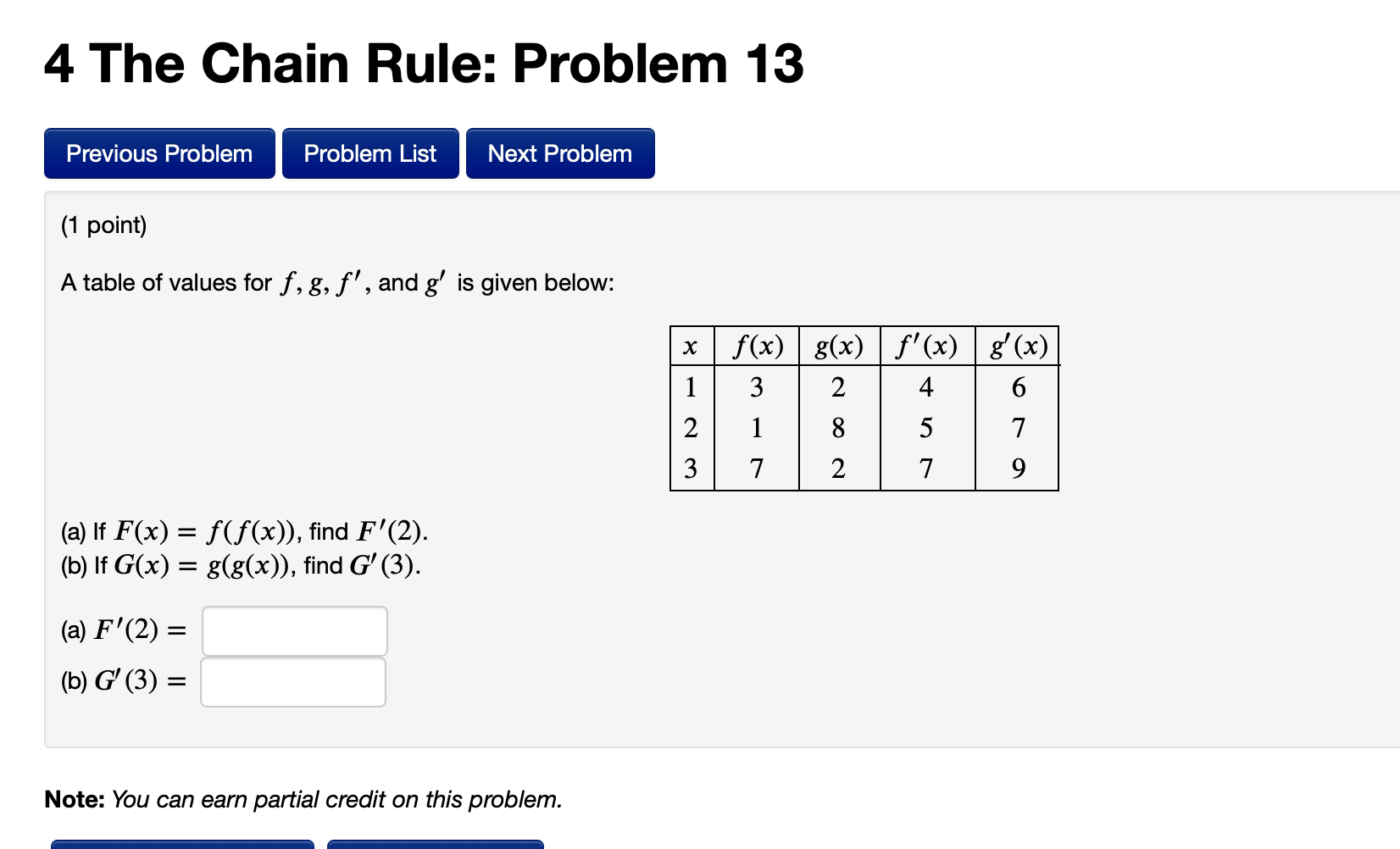 Solved 4 The Chain Rule Problem 10 Previous Problem Problem