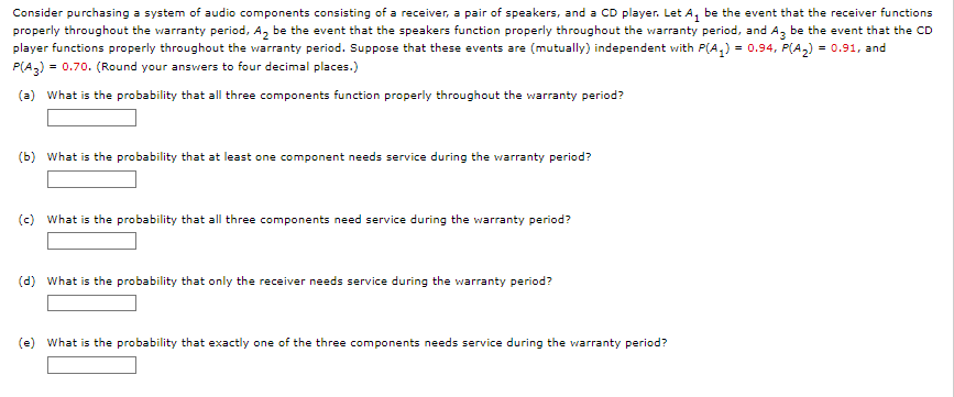 Solved Consider purchasing a system of audio components | Chegg.com