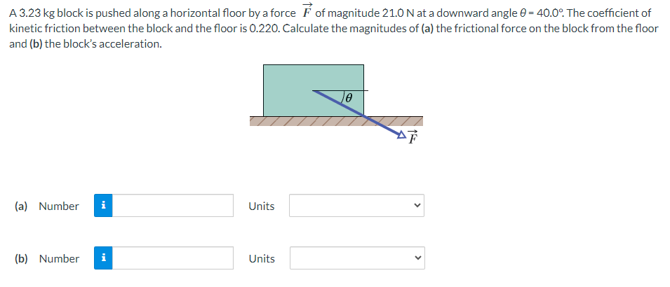Solved A 3.23kg ﻿block is pushed along a horizontal floor by | Chegg.com