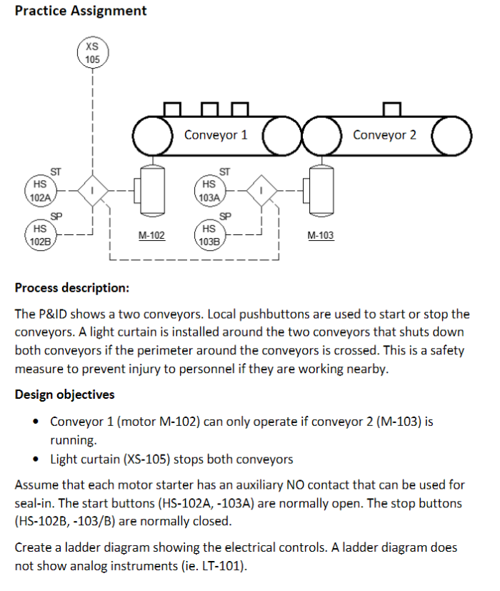 Solved Practice Assignment XS 105 Conveyor 1 Conveyor 2 ST | Chegg.com