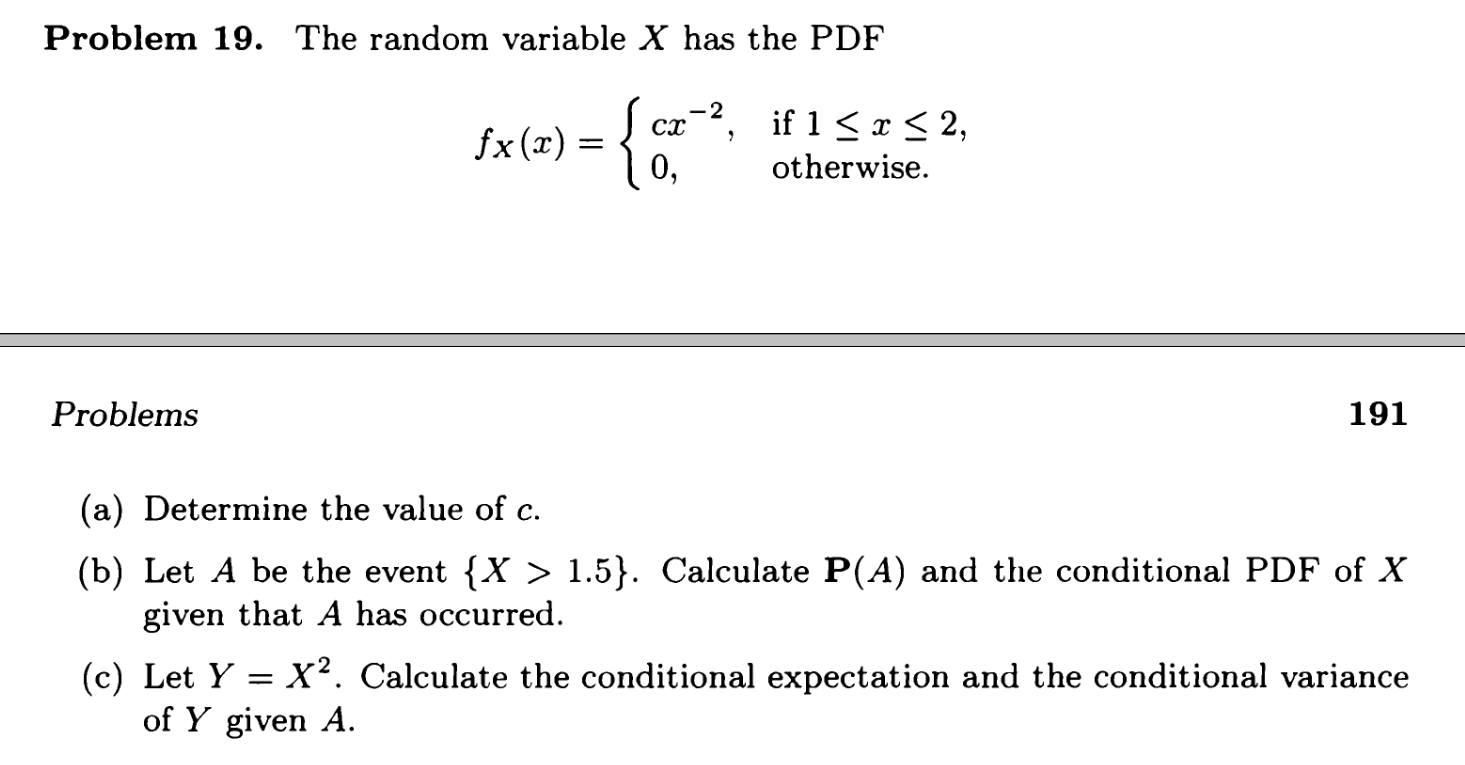 Problem 19. The random variable X has the PDF | Chegg.com