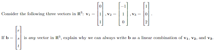 Solved Consider the following three vectors in | Chegg.com