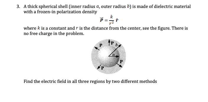 Solved 3. A thick spherical shell (inner radius a, outer | Chegg.com