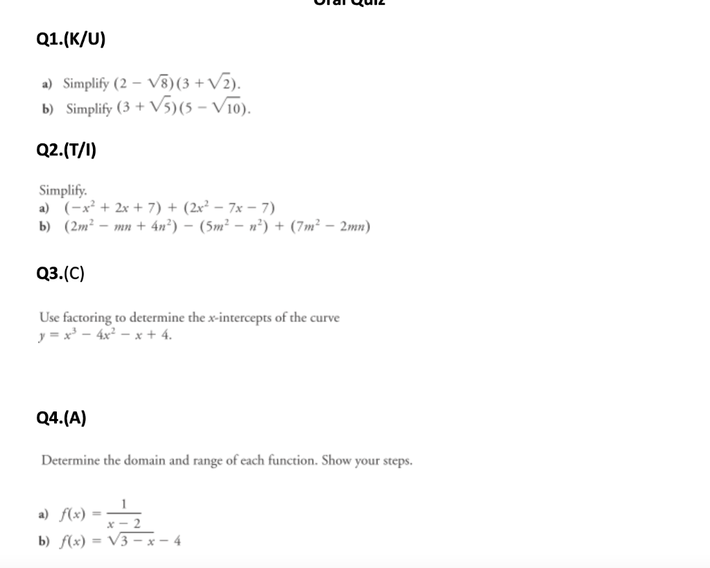 Solved Q1.(K/U) a) Simplify (2−8)(3+2). b) Simplify | Chegg.com Solved Q1.(K/U) a) Simplify (2−8)(3+2). b) Simplify | Chegg.com
