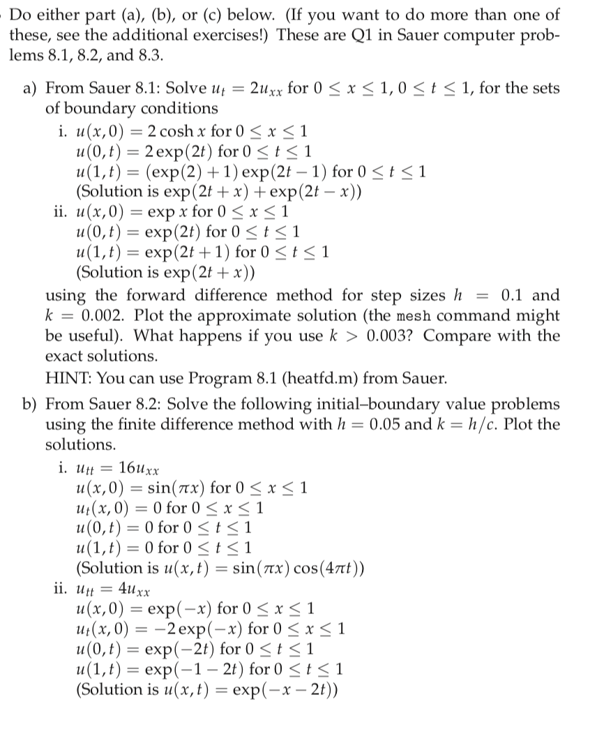 Do either part (a), (b), these, see the additional | Chegg.com