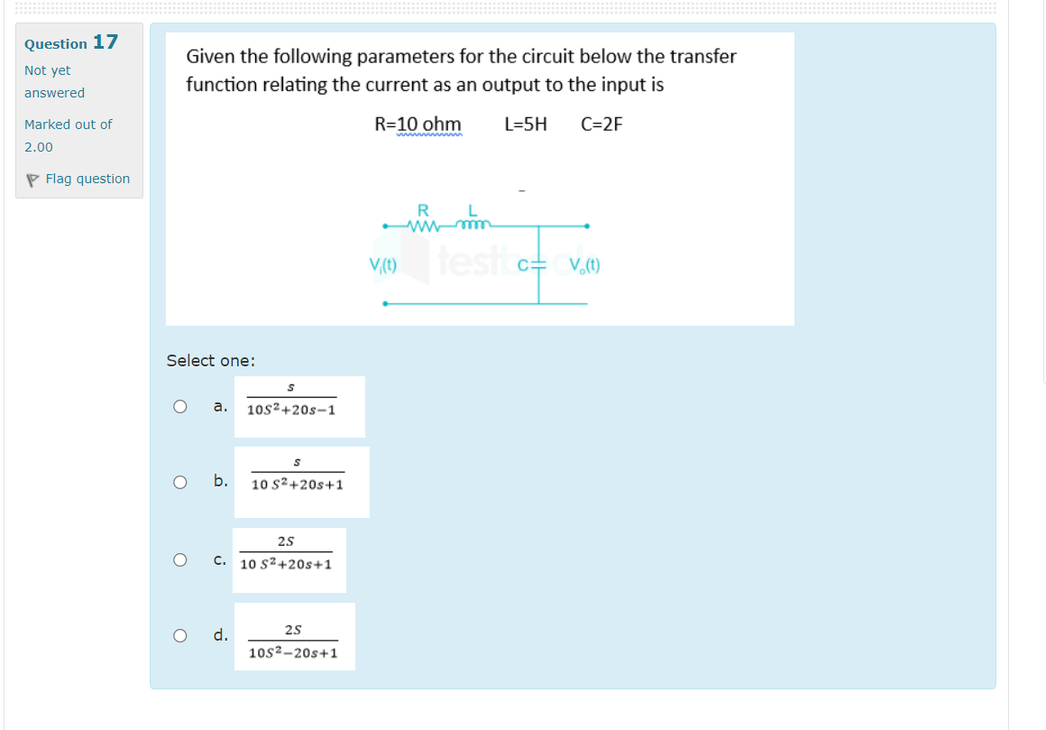 Solved Given the following parameters for the circuit below | Chegg.com