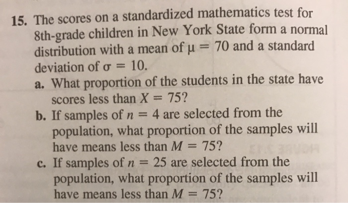 Solved The scores on a standardized mathematics test for | Chegg.com